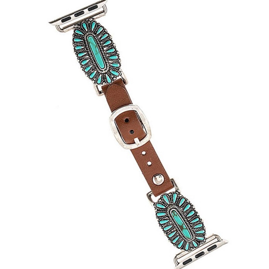 Western Concho Turquoise Gemstone Apple Watch Band - Etsy