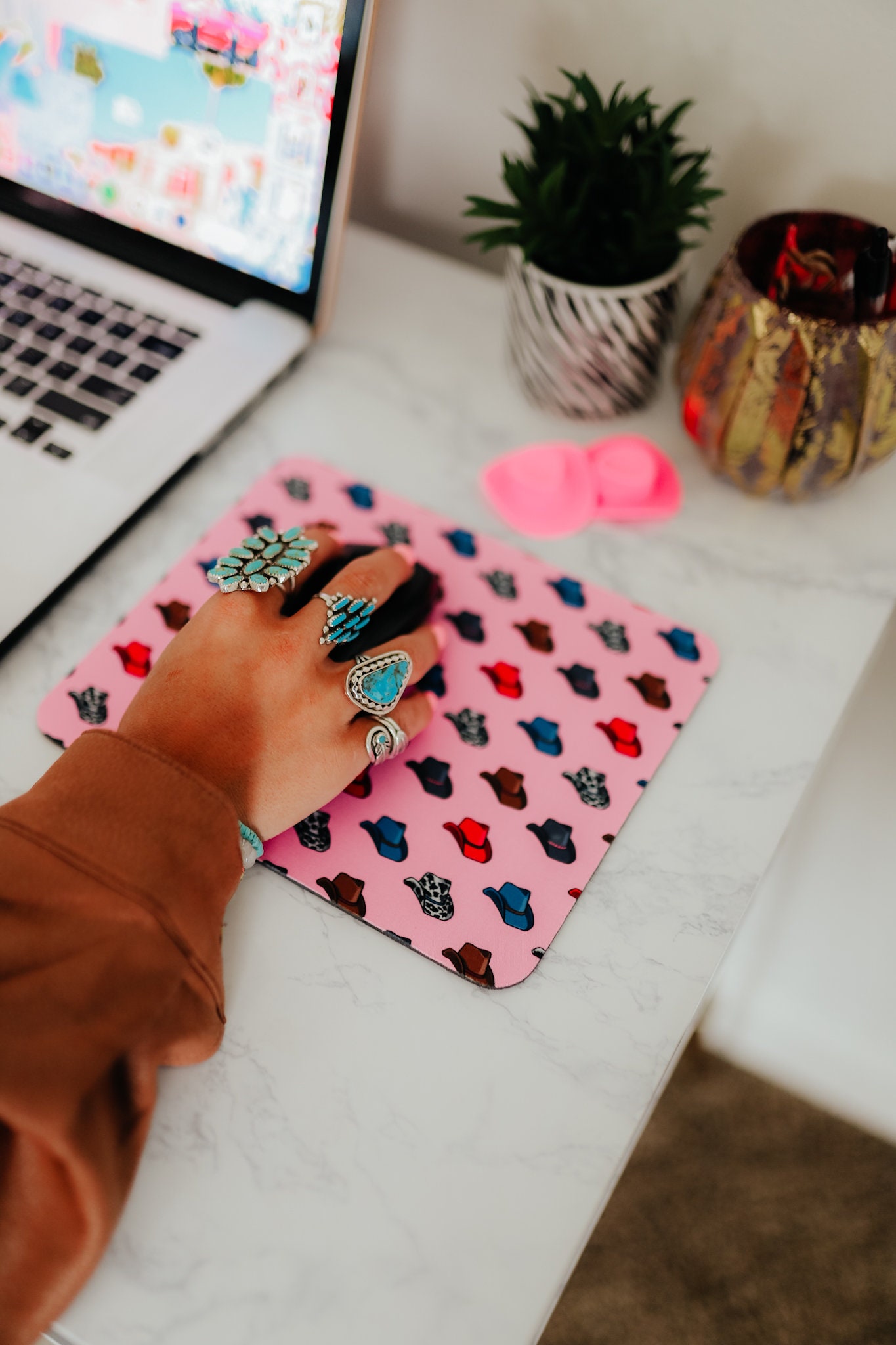 Pink Cowboy Hat Mouse Pad - Etsy