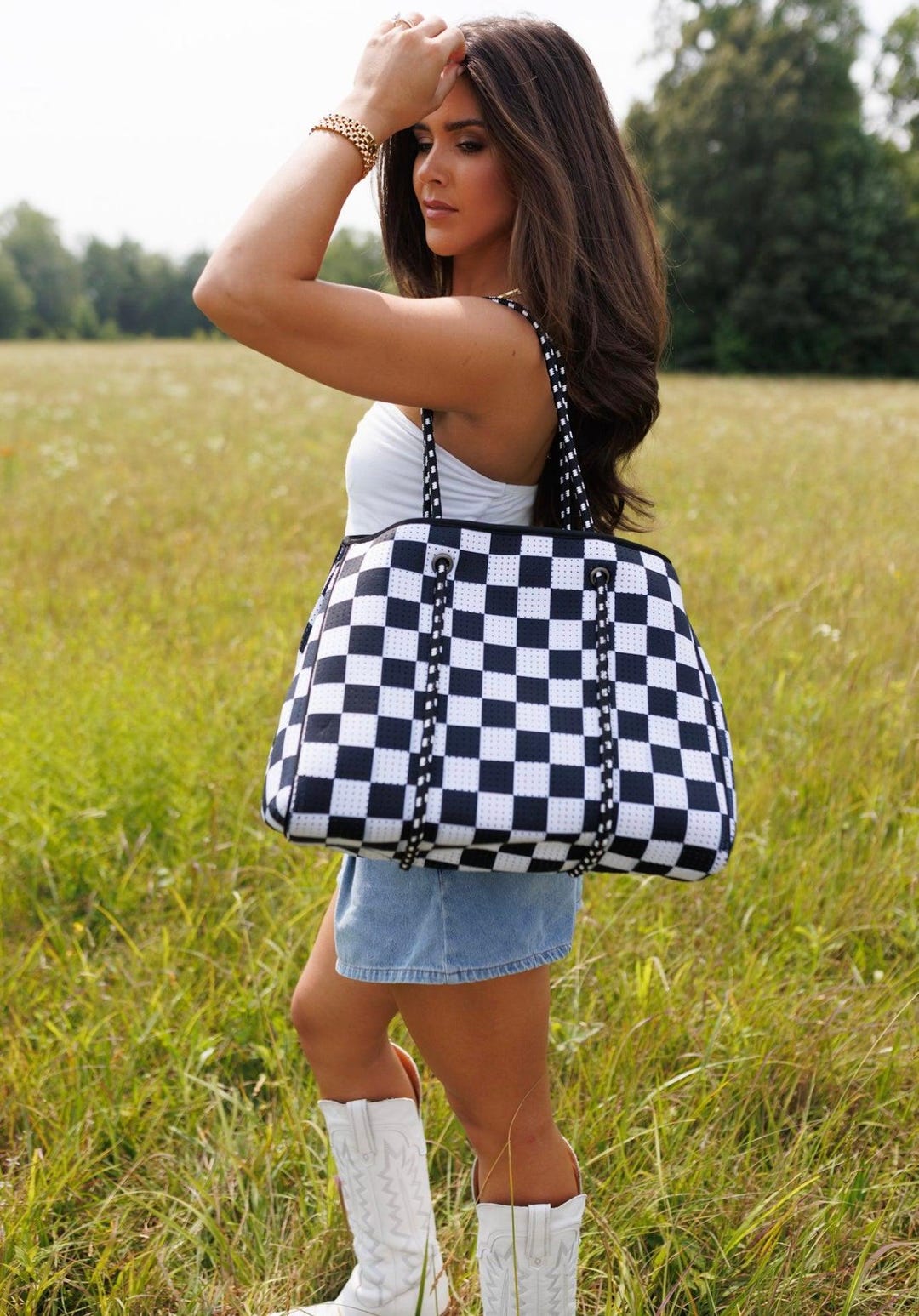 Checkerboard Large Tote Bag - Etsy