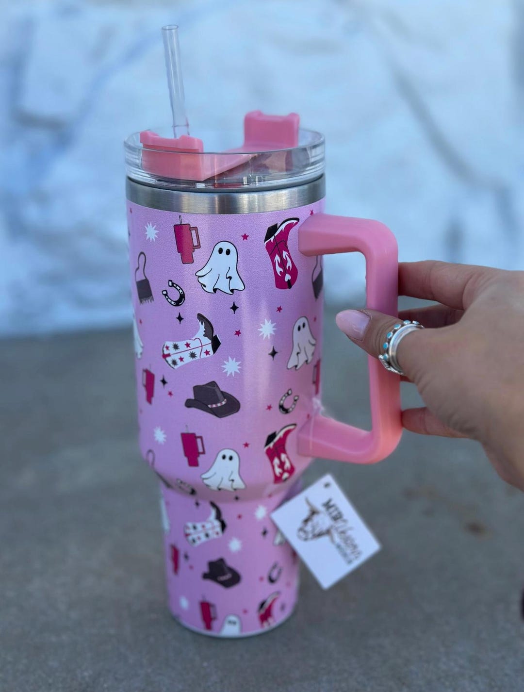 Pink Ghost Tumbler With Handle - Etsy