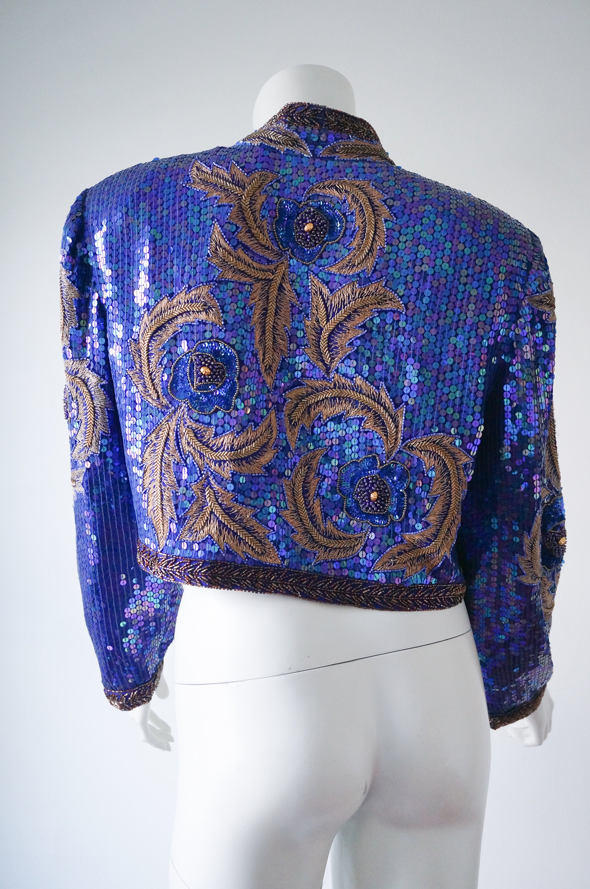 Vintage 1980s Blue Sequin Cropped Bolero Jacket - Etsy