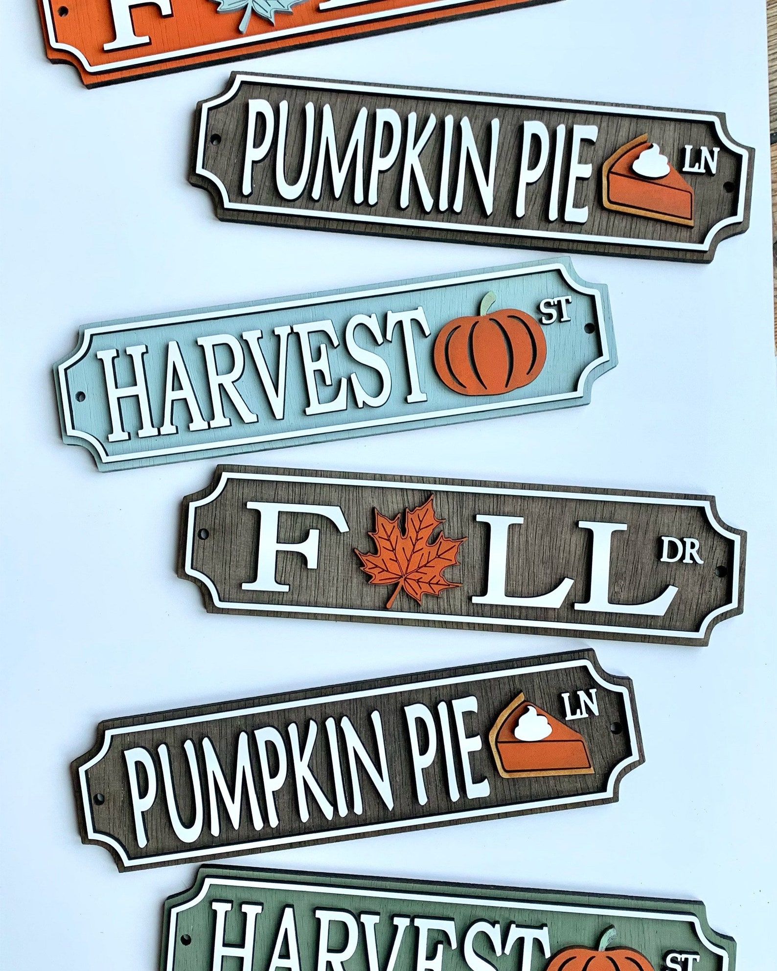 Fall Road Sign Decor, Tiered Tray Signs: Harvest, Pumpkin Pie - Etsy