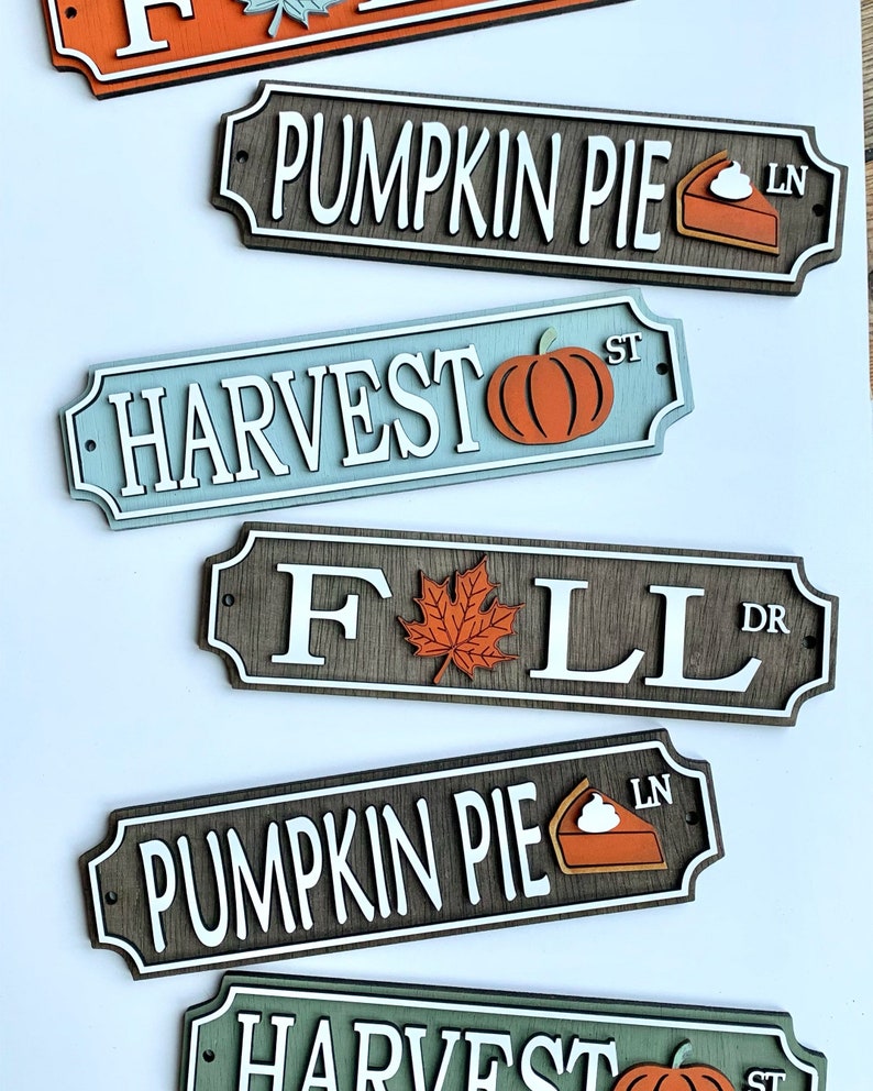 Fall Road Sign Decor, Tiered Tray Signs: Harvest, Pumpkin Pie - Etsy