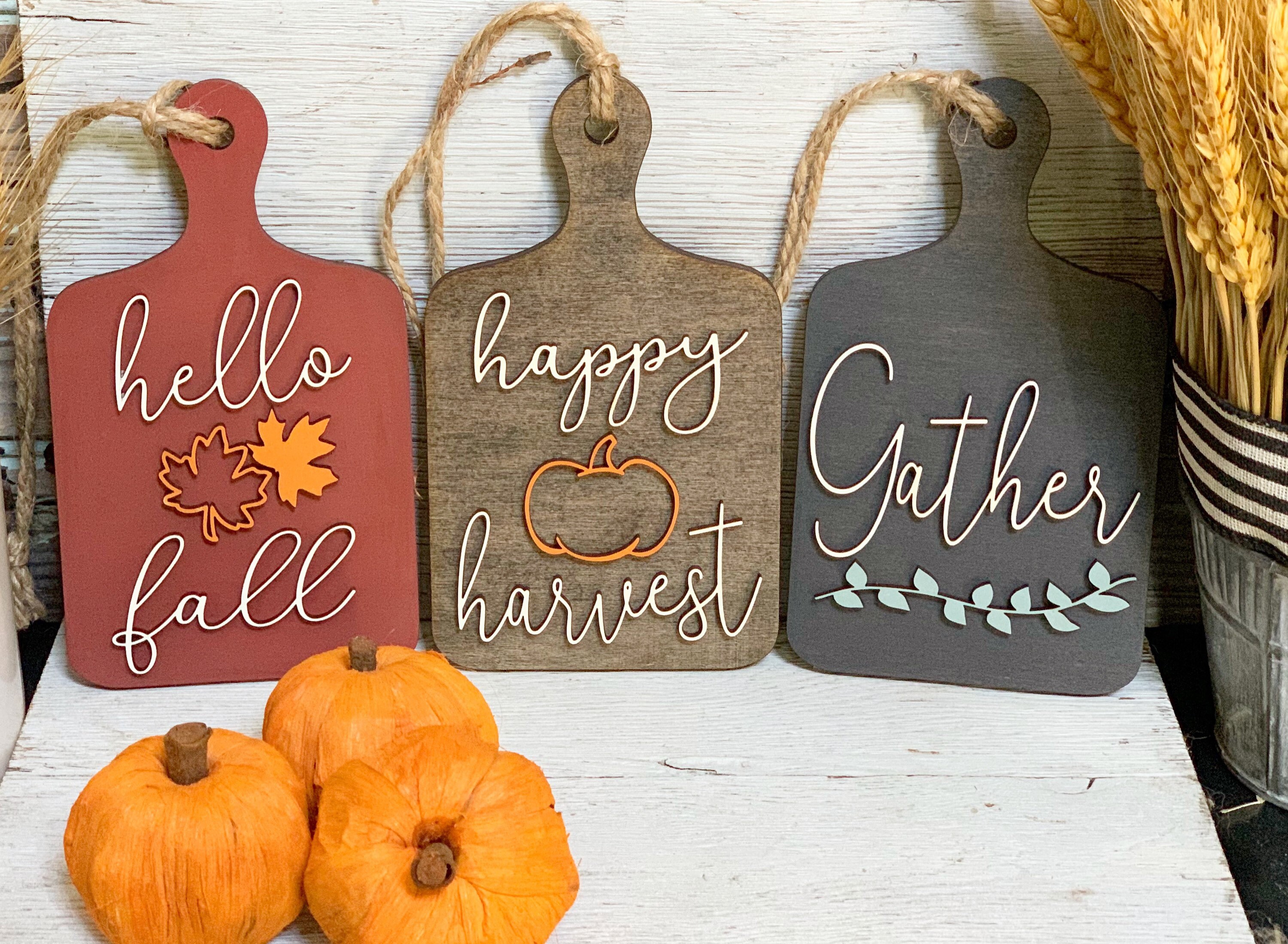 Fall Decor / Hello Fall / Fall signs / Tiered tray decor / | Etsy