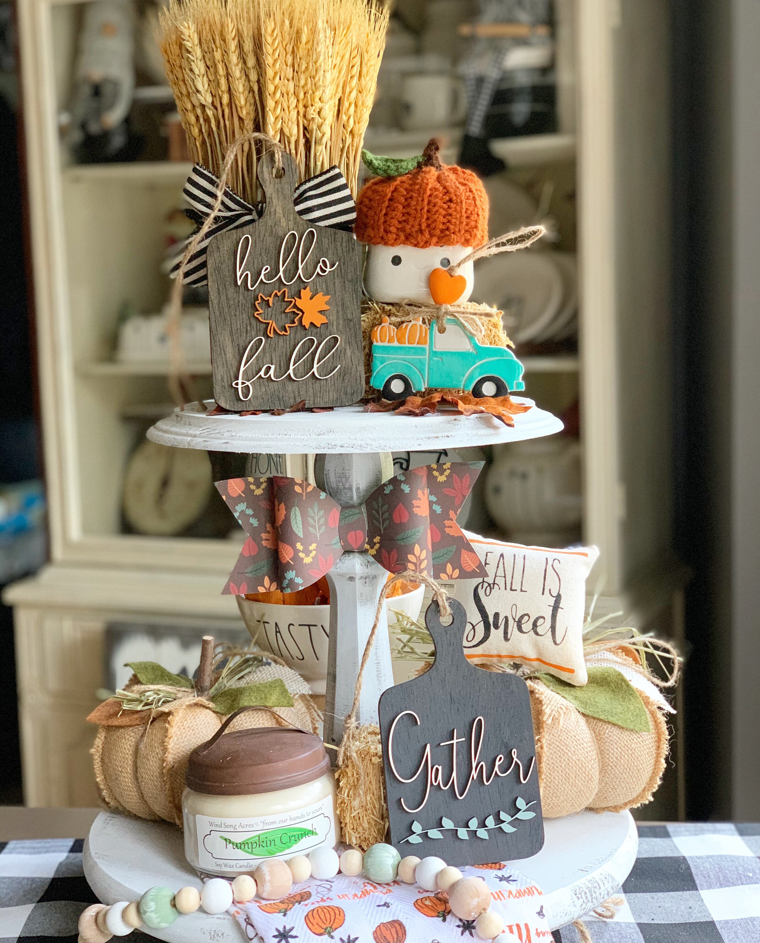 Fall Decor / Hello Fall / Fall signs / Tiered tray decor / | Etsy