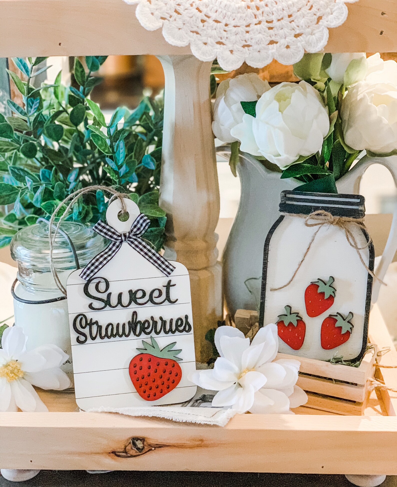Sweet Strawberries / Strawberry Sign / Tiered Tray Sign / | Etsy