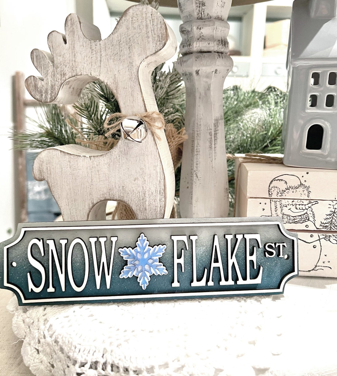 Snowflake Road Signs / Winter Sign / Winter Decor / Tiered Tray Decor ...