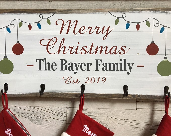 Personalized Christmas Stocking Holder / Merry Christmas Stocking ...