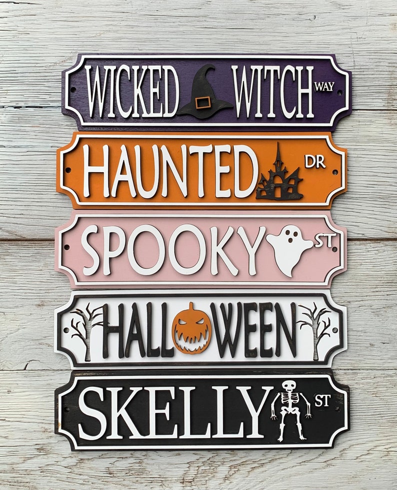 Halloween Tiered Tray Decor: Spooky Street Signs - Etsy