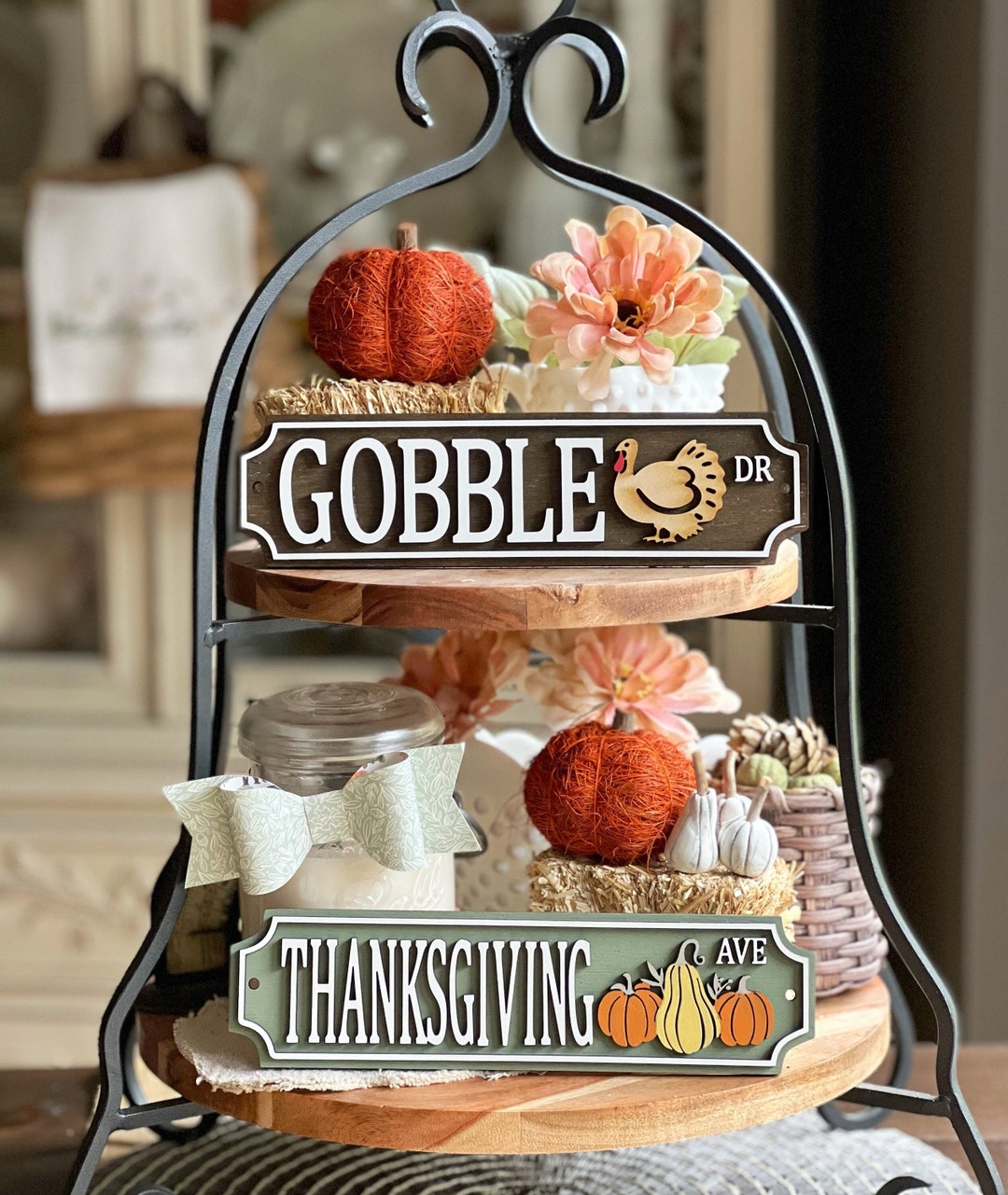 Thanksgiving Road Signs / Fall Decor / Turkey Sign / Tiered Tray Decor ...