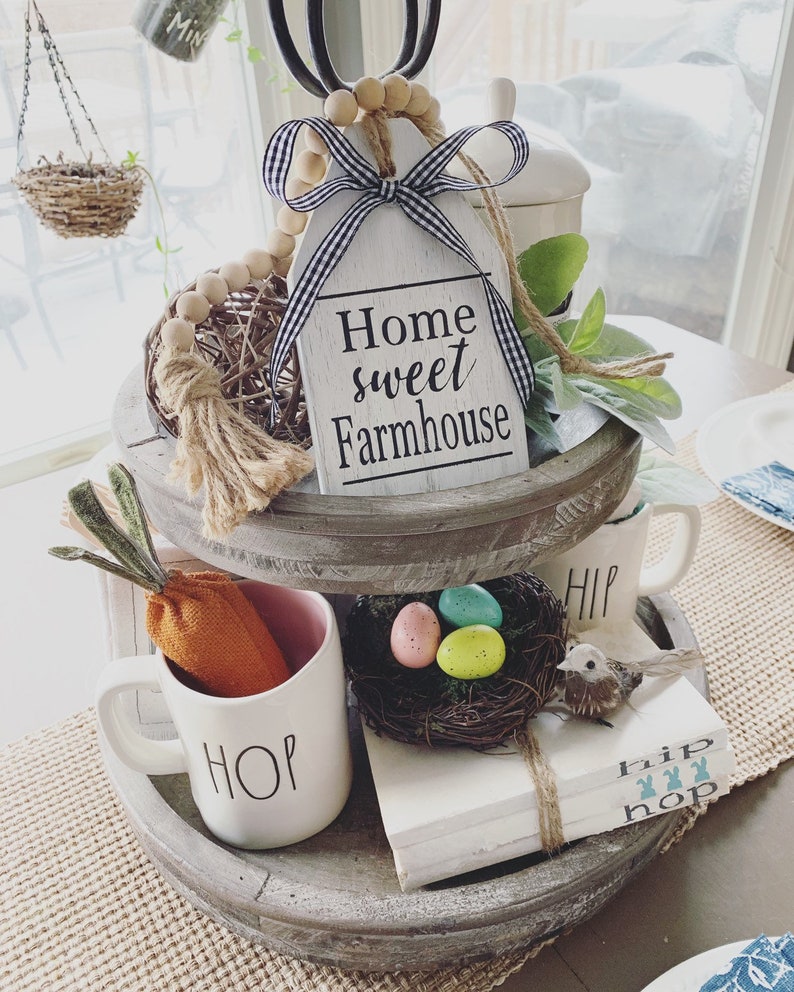 Home Sweet Farmhouse / Wood Tags / Farmhouse Signs / Tiered | Etsy