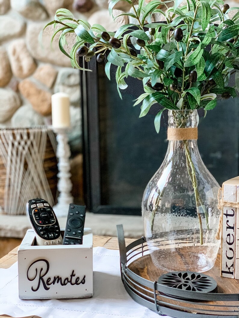 Farmhouse Remote Control Holder: Rustic Wood Remote Caddy - Etsy