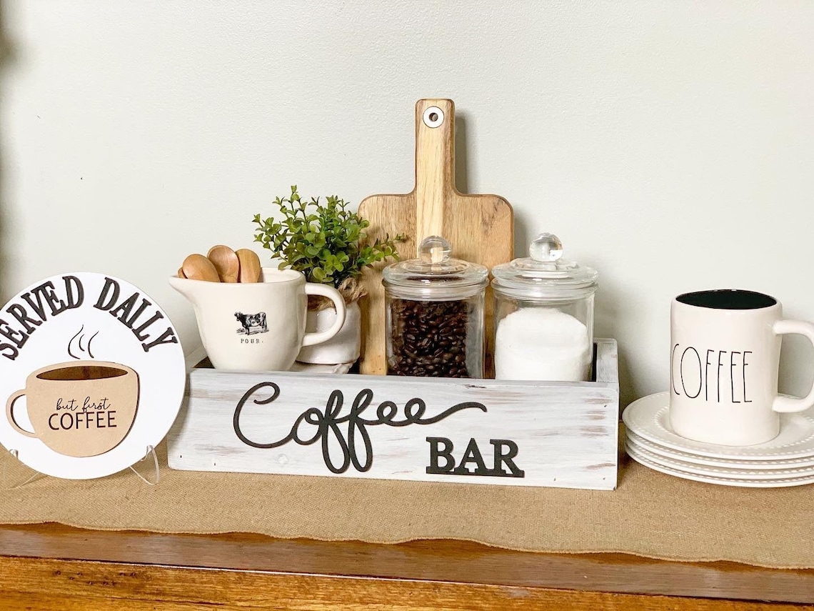 Coffee Bar Wooden Box / Coffee Bar Storage / Coffee Bar Sign / - Etsy