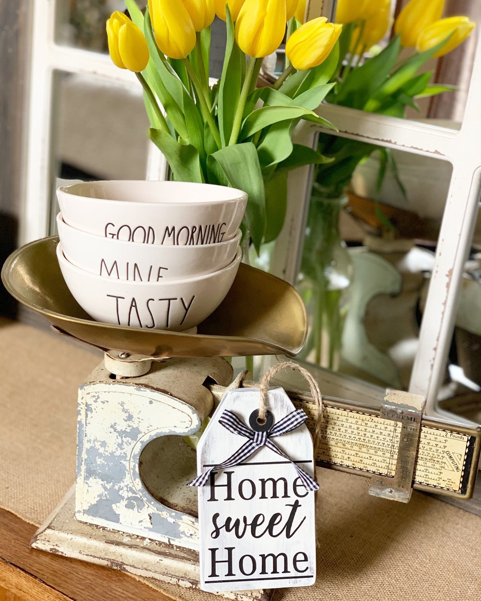 Home Sweet Farmhouse / Wood Tags / Farmhouse Signs / Tiered | Etsy