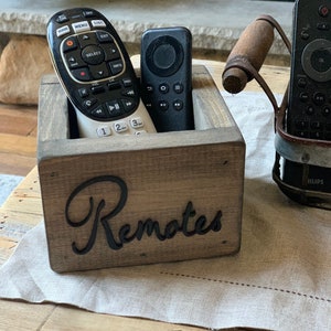 Farmhouse Remote Control Holder: Rustic Wood Remote Caddy - Etsy