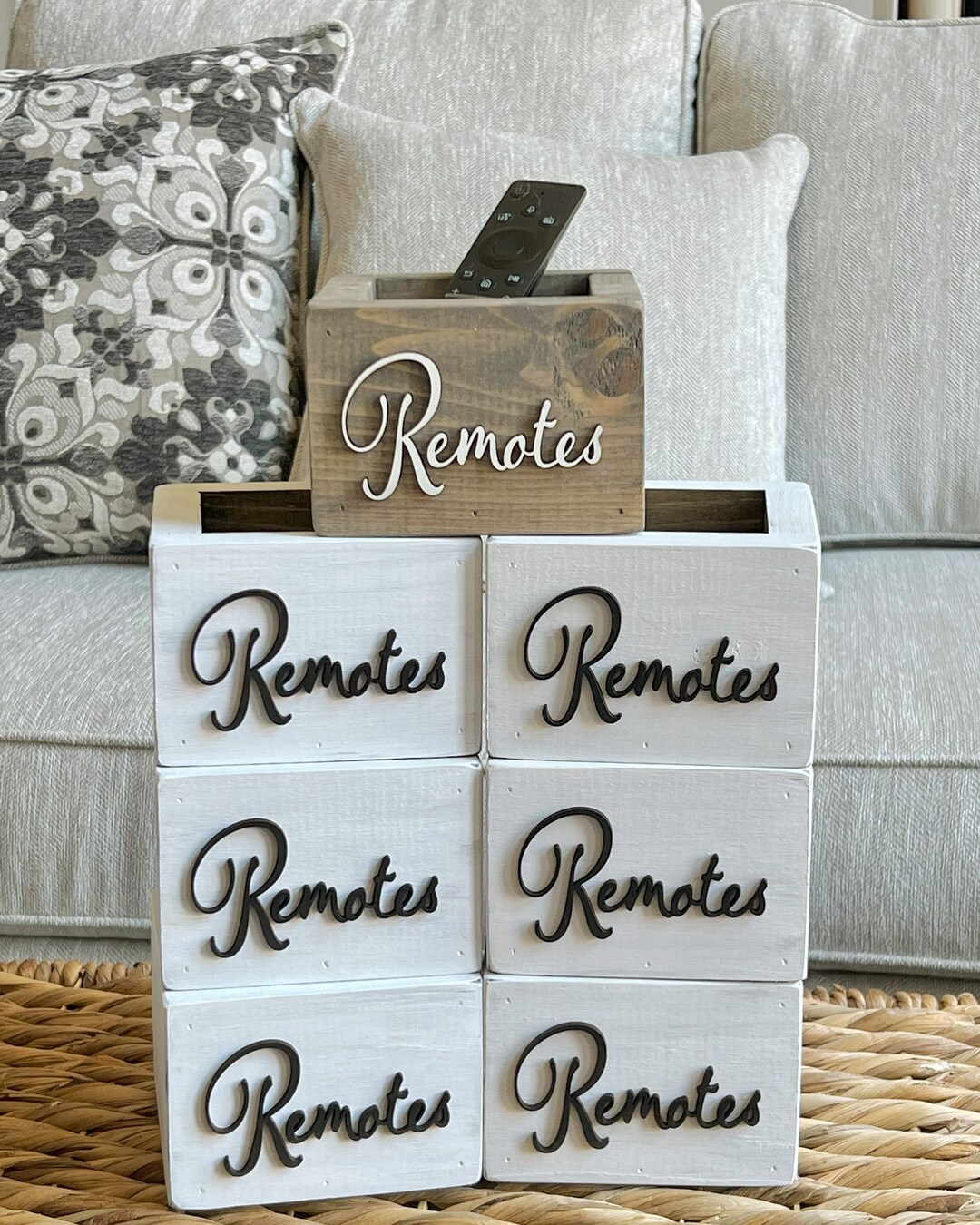 Farmhouse Remote Control Holder: Rustic Wood Remote Caddy - Etsy