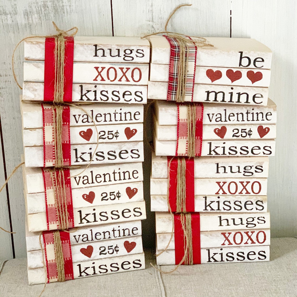 Valentines Day Decor / Stamped Books / Valentines / Farmhouse Decor ...