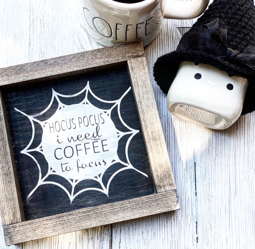Hocus Pocus I Need Coffee to Focus / Tiered Tray Decor / Coffee Bar ...