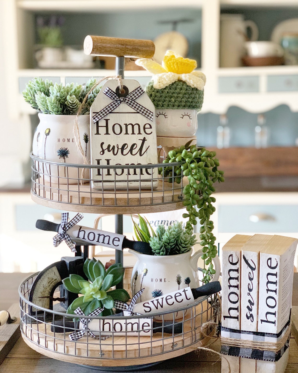 Home Sweet Farmhouse / Wood Tags / Farmhouse Signs / Tiered | Etsy