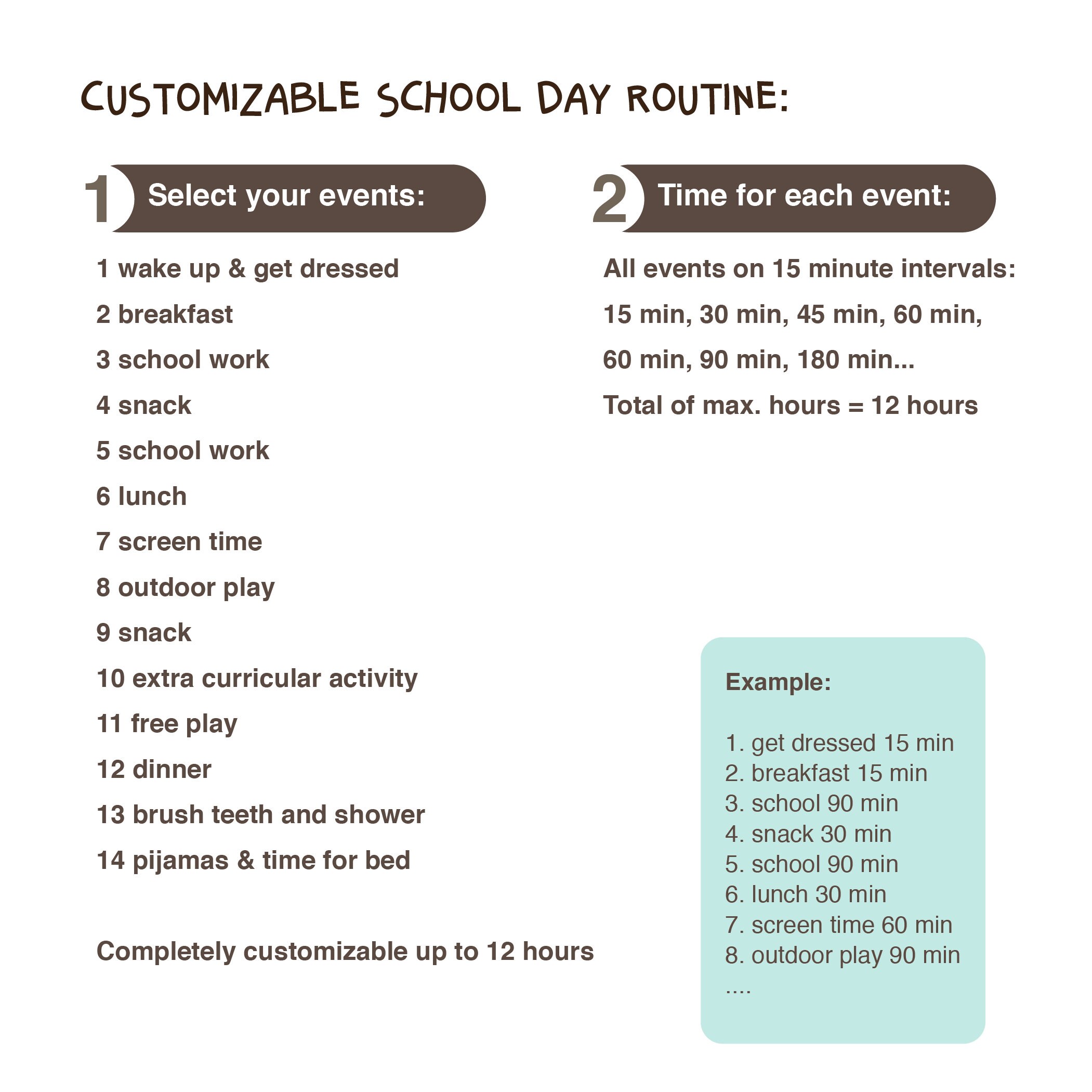 Printable Daily 12 Hour KIDS School Routine Customizable - Etsy
