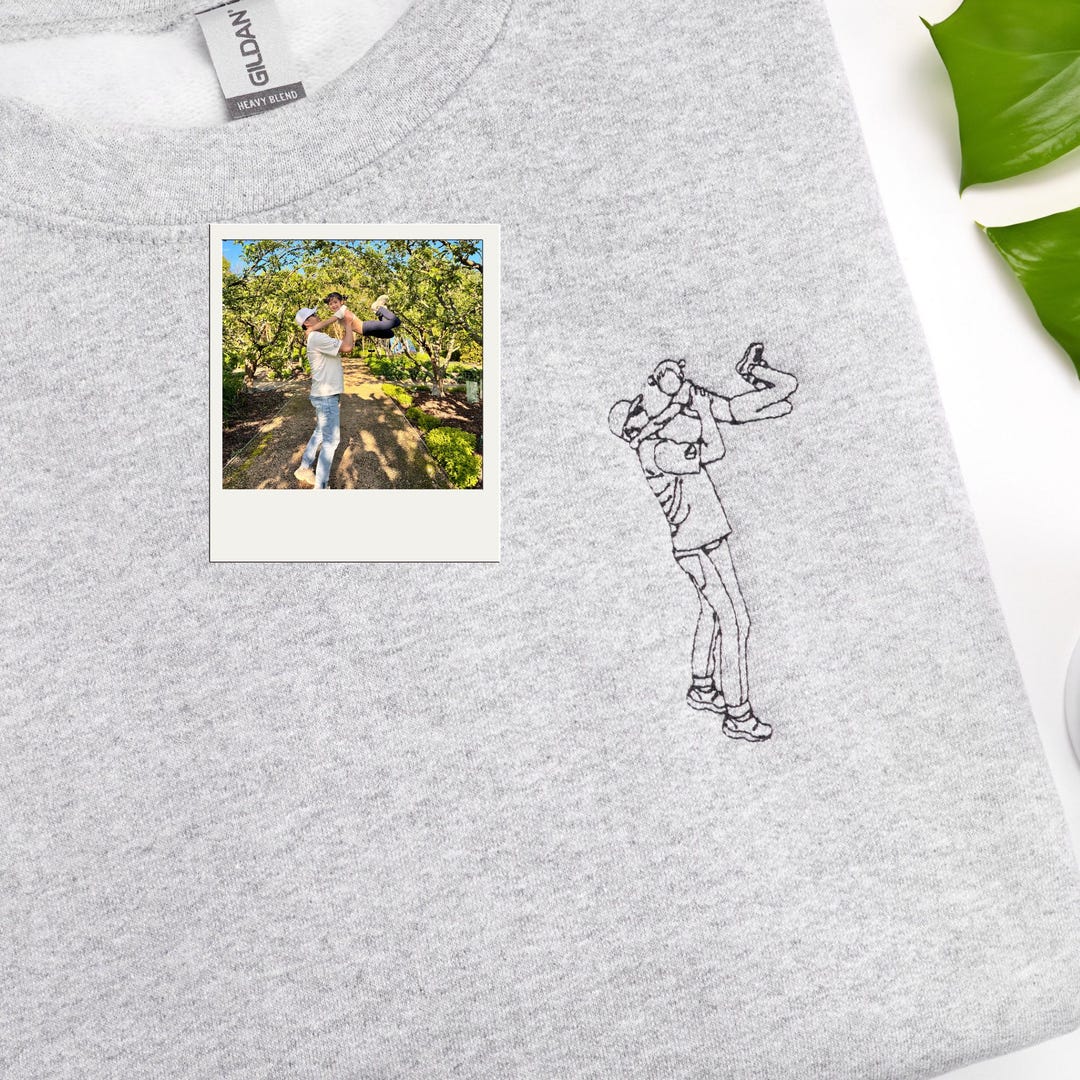 Embroidered Custom Line Drawing Sweatshirt, Custom Dad Est Shirt ...