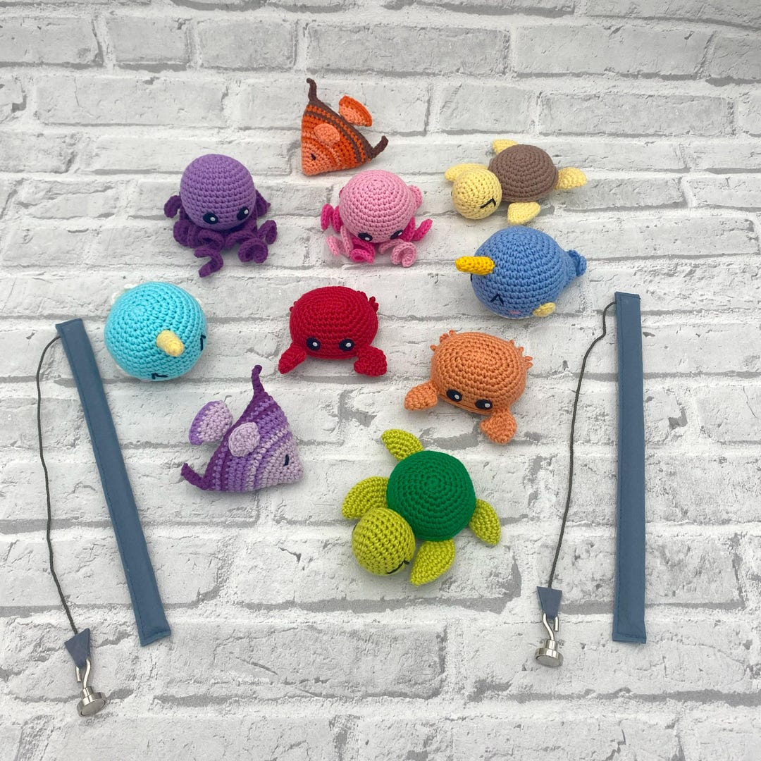 Magnetic Fishing Game, Crochet Fishing Game, Fishing Set (10 Pcs)&2 ...