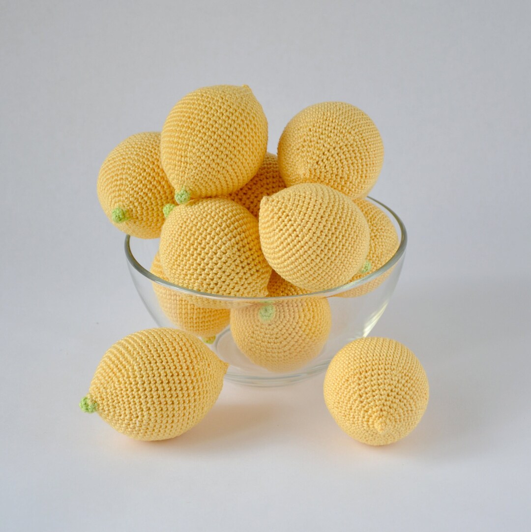 Crochet Lemon Fruit Play Food Toy, Knitted Kitchen Food for Baby Toy ...
