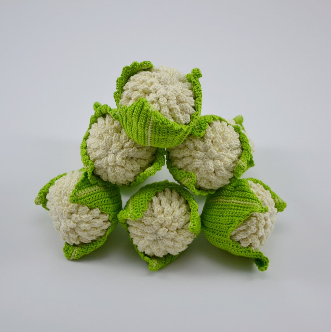 Crochet Cauliflower Toy – Play Food for Kids, Yarn Vegetable ...