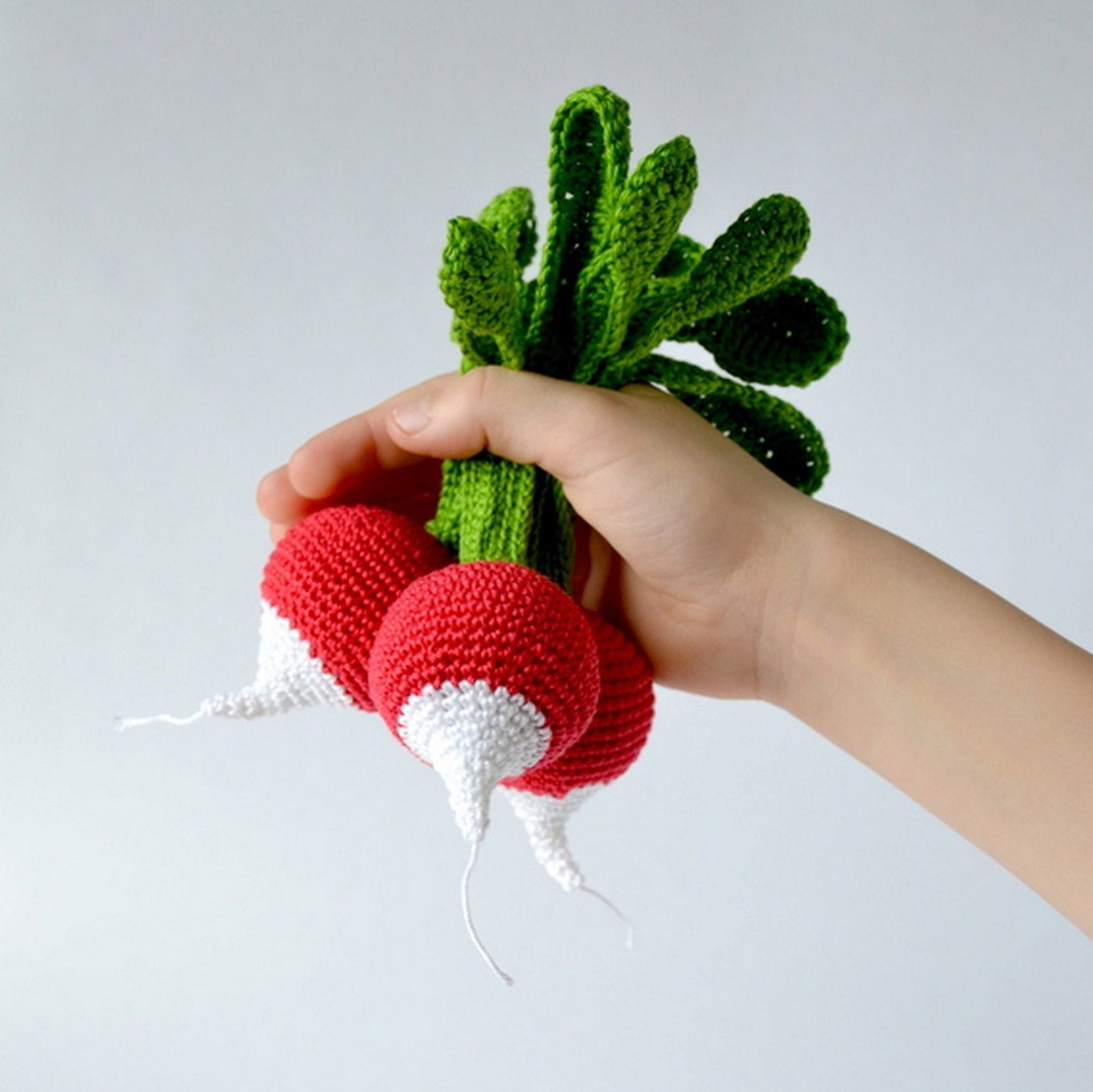Handmade Crochet Radish Plush Toy Perfect for Farmhouse Decor or Food ...