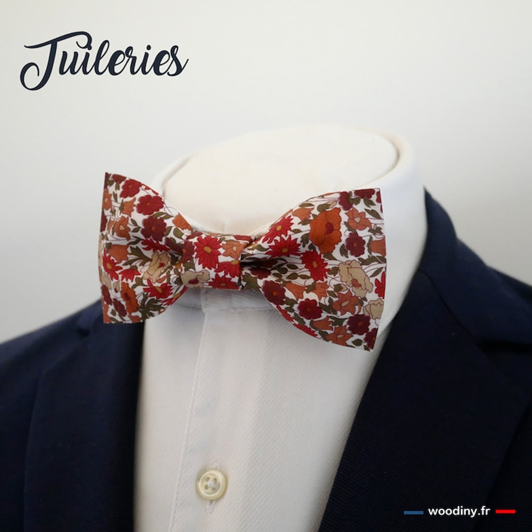 Terracotta Bowtie "tuileries" - Liberty Bow Tie With Flowers - Wedding ...