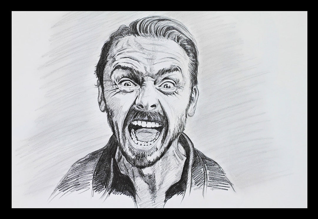 Original Art Drawing Sketch Film Actor Simon Pegg Illustration ...