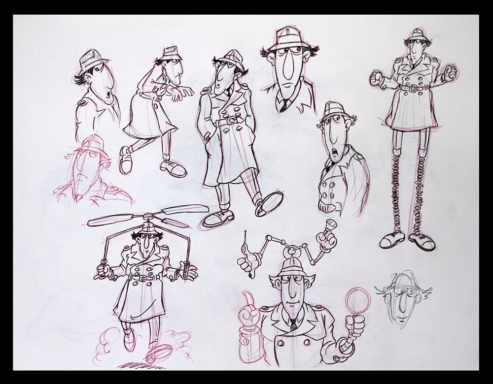 Inspector Gadget Original Pencil Drawing Sketch Classic Cartoon - Etsy