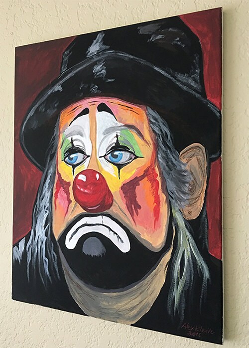 Abstract Clown Face. Colorful Painting on Canvas. Original Painting ...