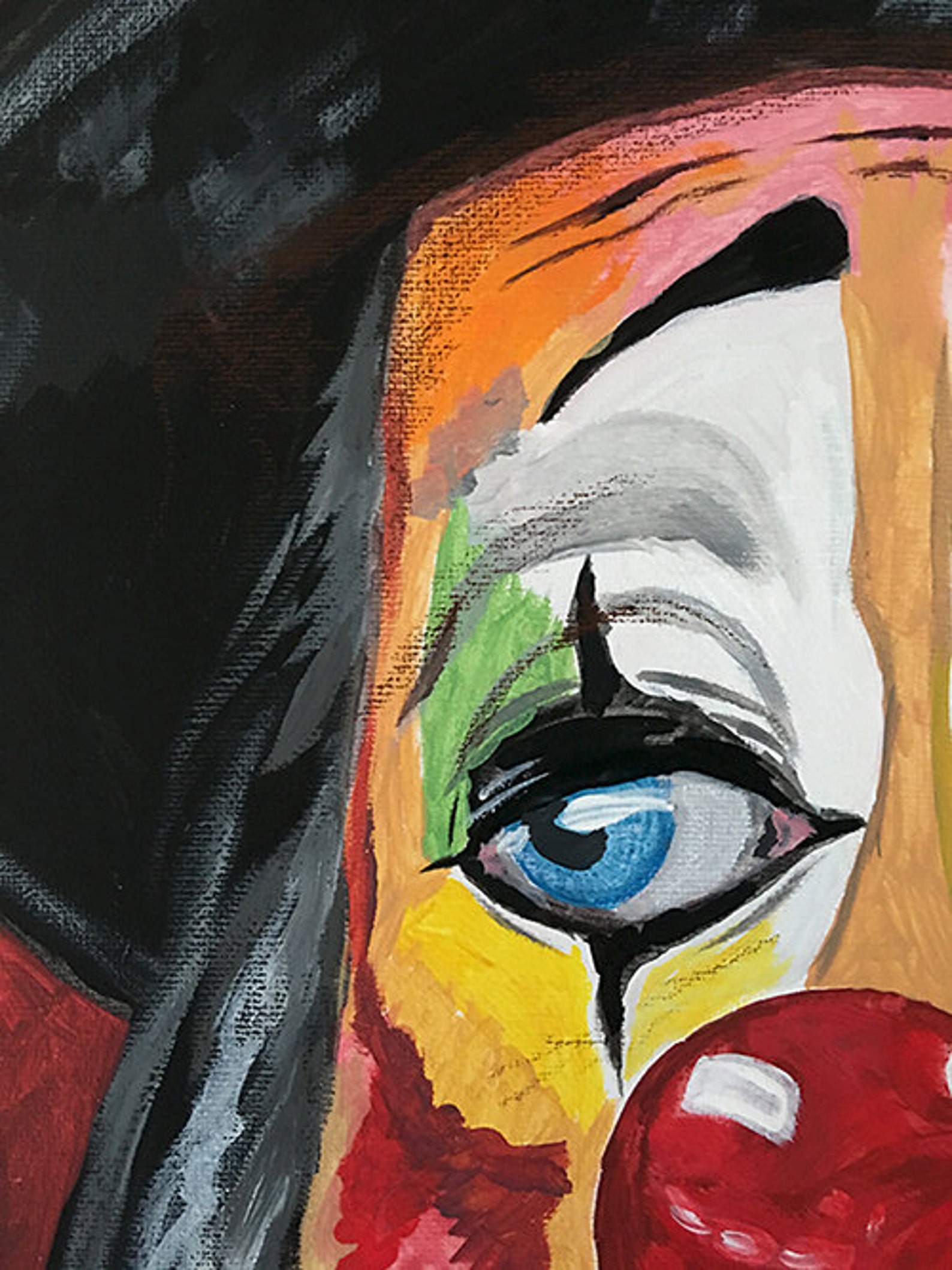 Abstract Clown Face. Colorful Painting on Canvas. Original Painting ...