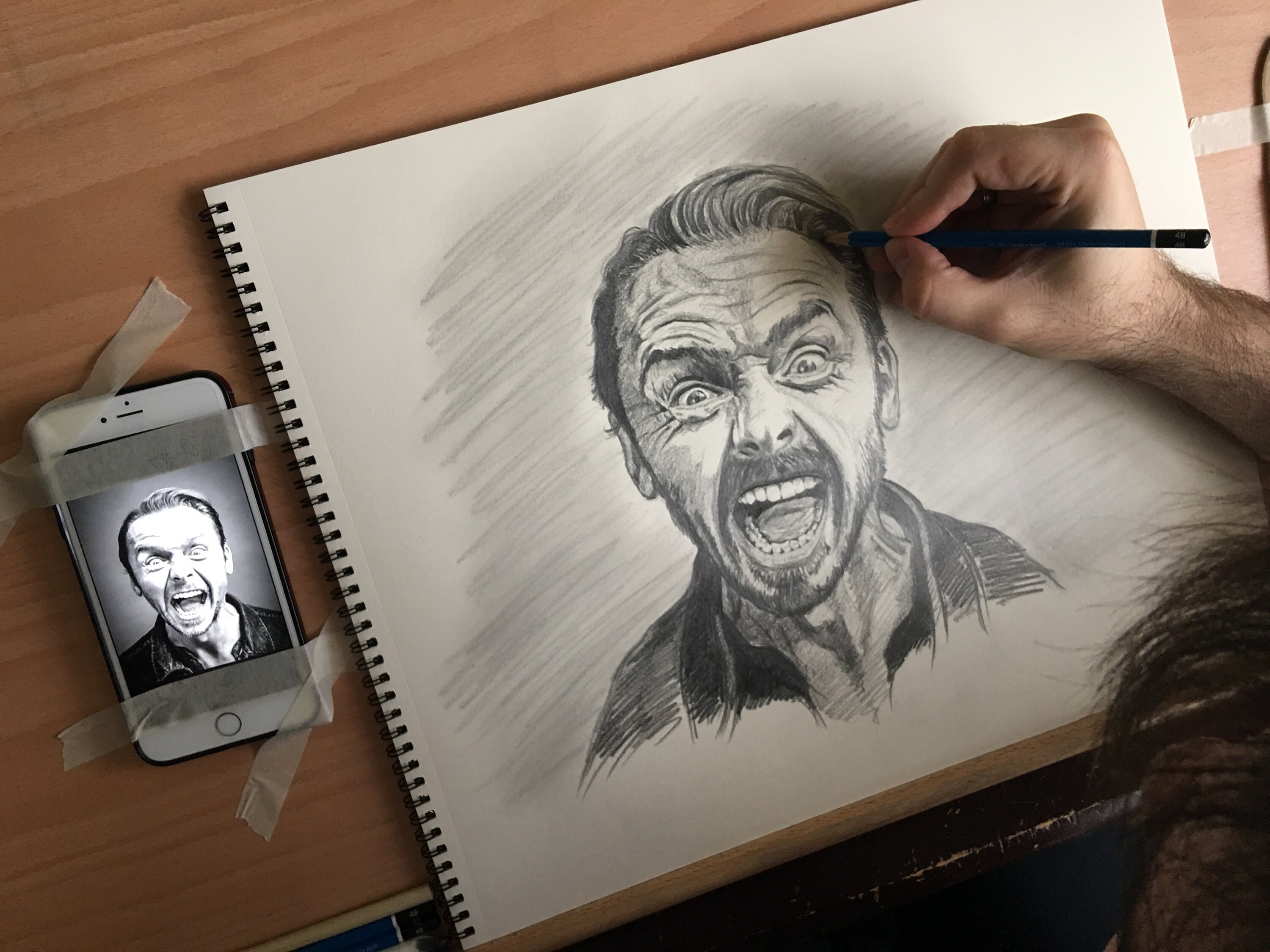 Original Art Drawing Sketch Film Actor Simon Pegg - Etsy
