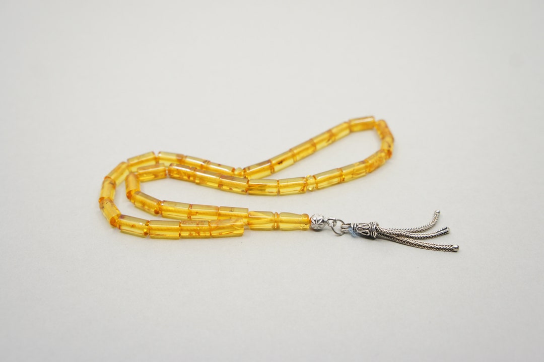 Natural Baltic Amber Prayer Beads Rosary Capsule Clear 5x10 Mm Bead ...