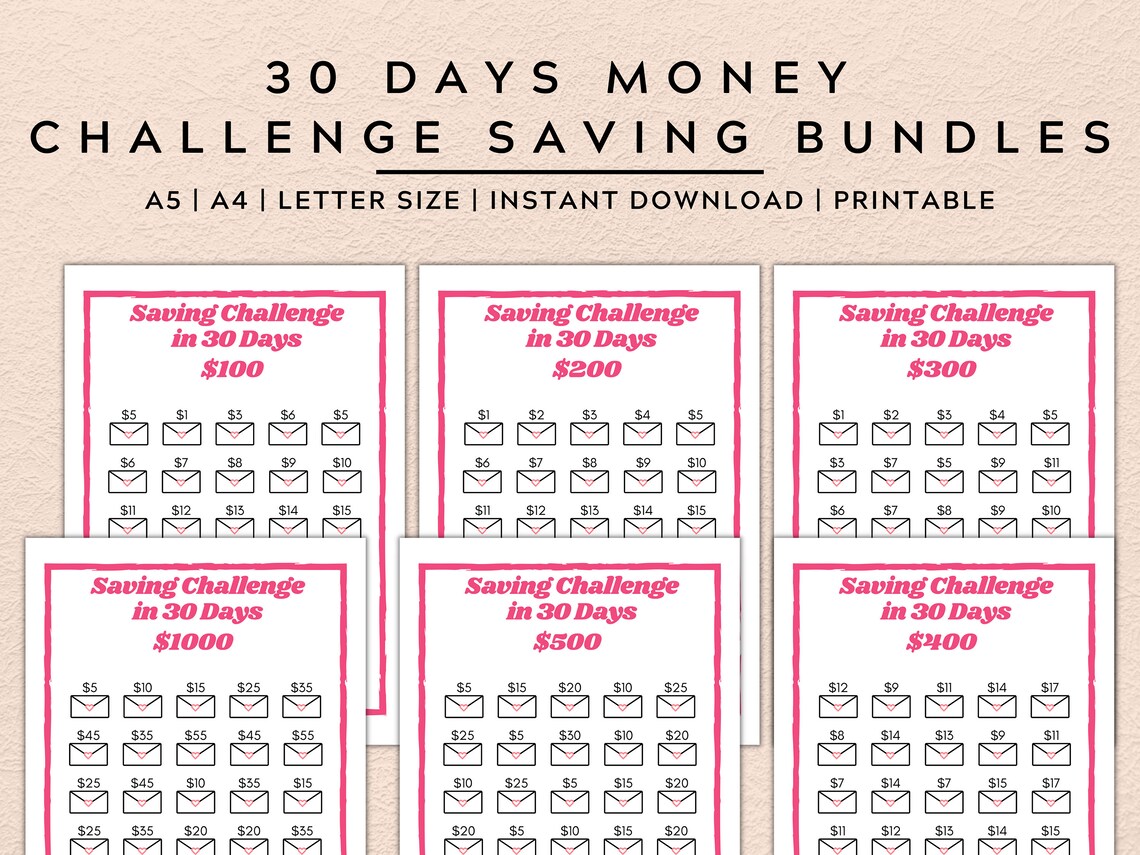 Money Saving Challenge Bundles Printable Savings Challenge in - Etsy