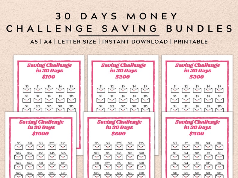 Money Saving Challenge Bundles Printable Savings Challenge in - Etsy
