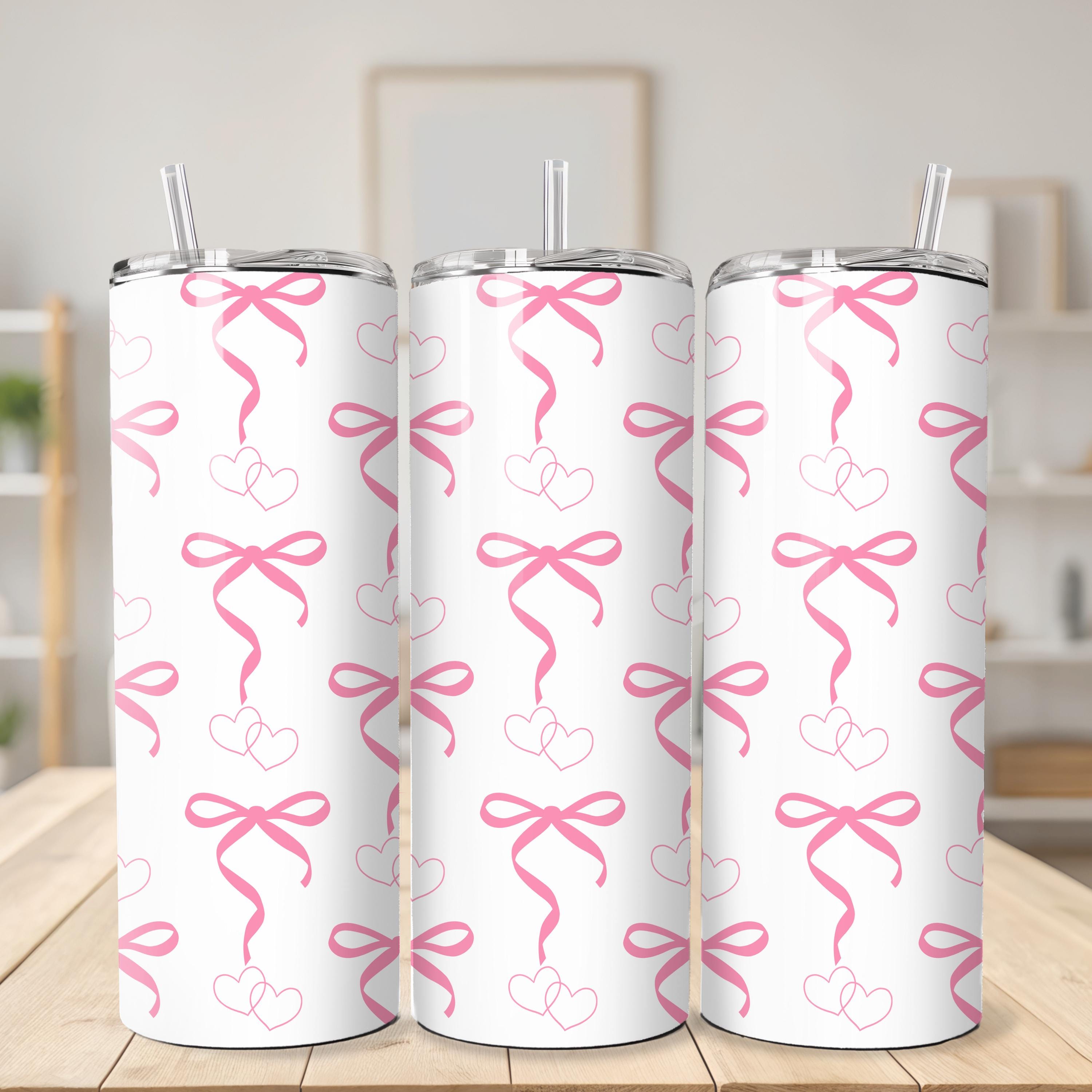 Coquette Bow Tumbler PNG, Seamless Bows Tumbler Design, Pink Bows 20oz ...