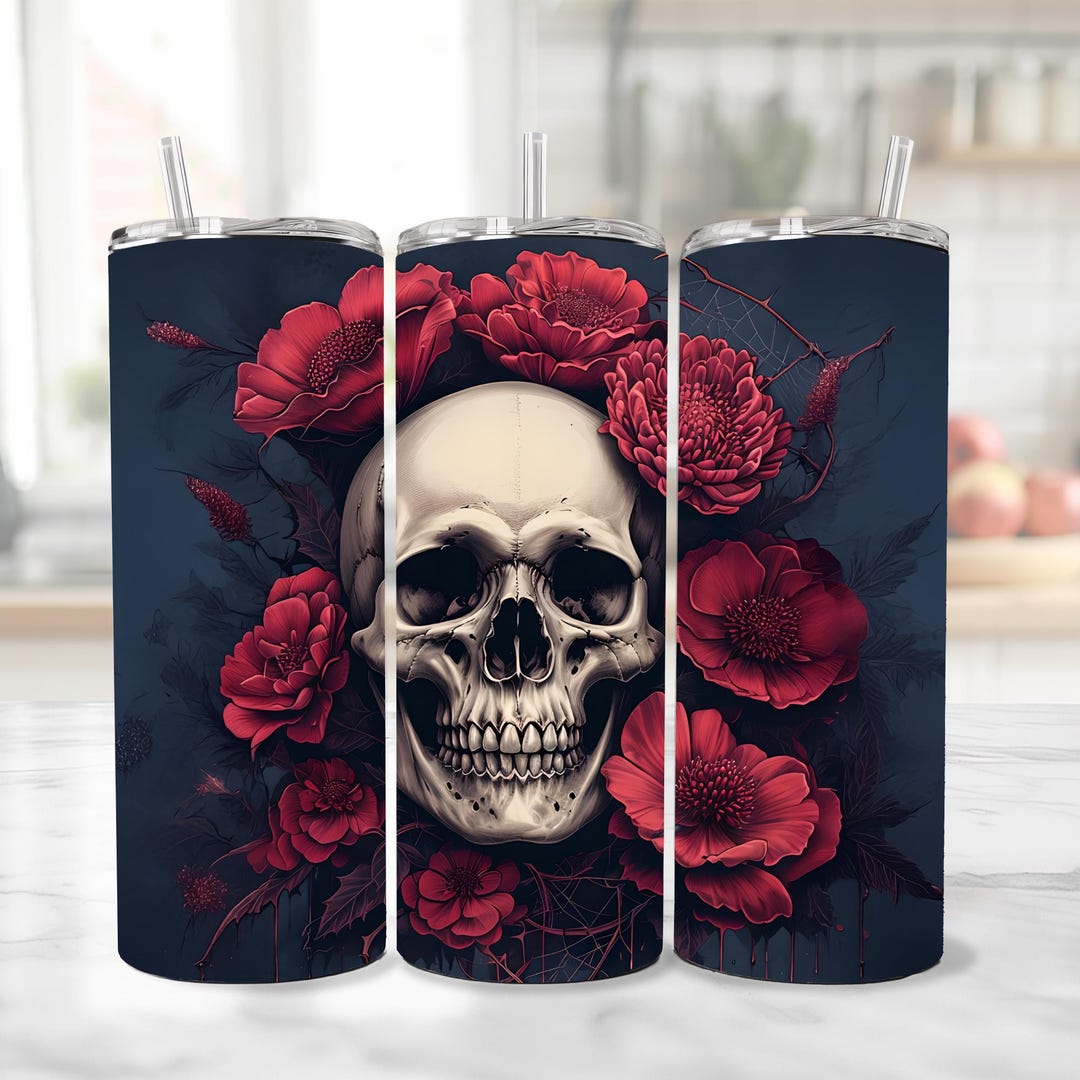 Gothic Skull Tumbler Wrap 20 Oz Sublimation Tumbler Design, 9.2x8.3 ...