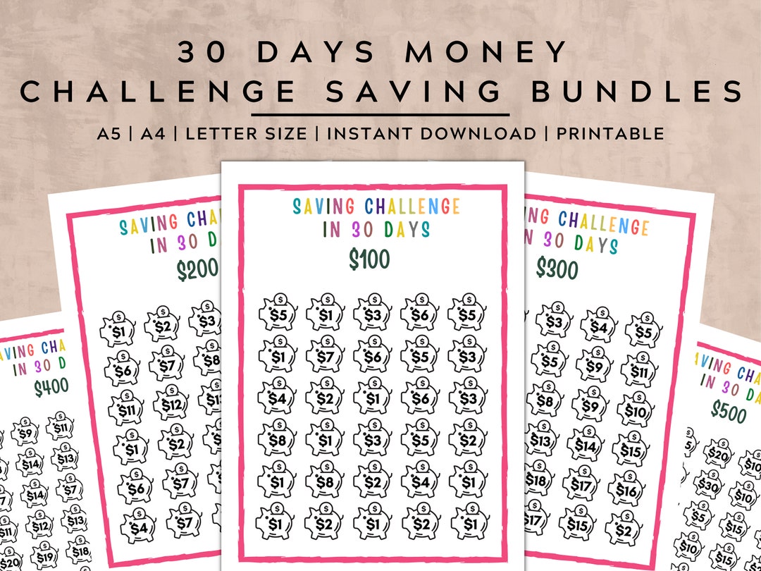 Money Saving Challenge Bundles Savings Challenge in 30 Days Printable ...