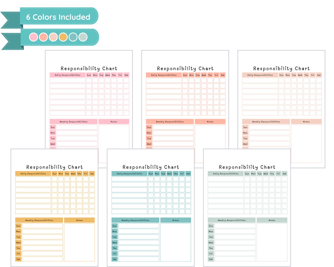 Editable Chore Chart for Kids, Daily Responsibility Chore Chart ...