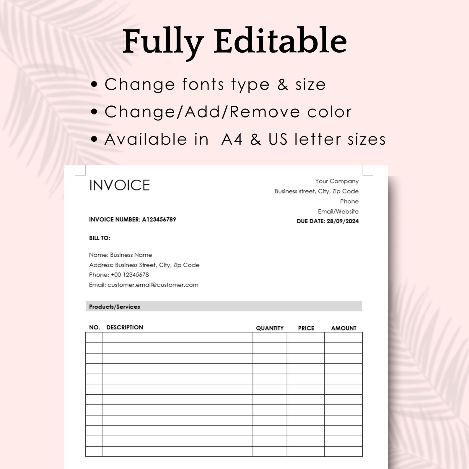 Microsoft Word Invoice Template, Basic Minimalist Invoice Template ...