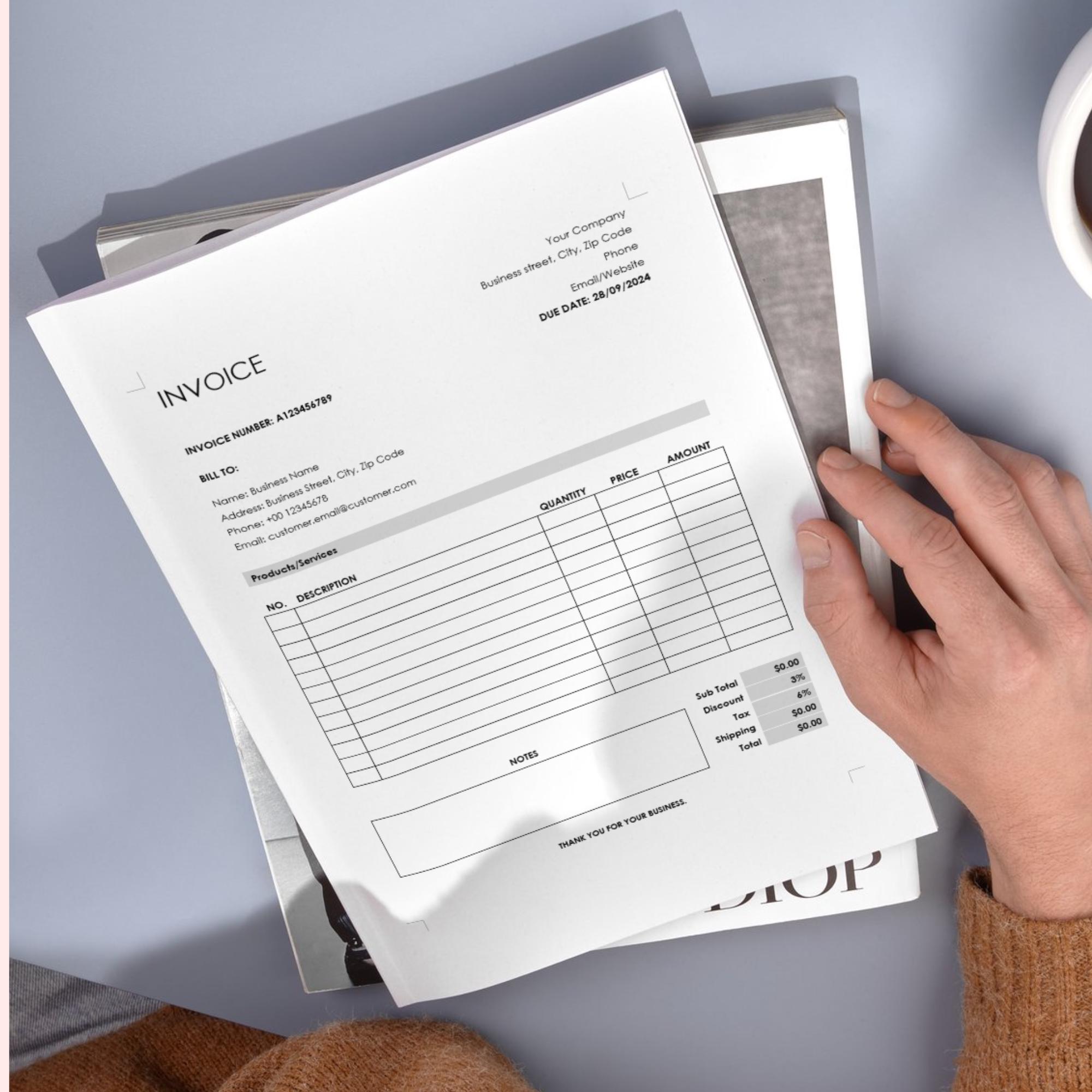 Microsoft Word Invoice Template, Basic Minimalist Invoice Template ...