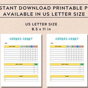 Chore Chart, Chore Chart Printable & PDF Editable, Daily ...