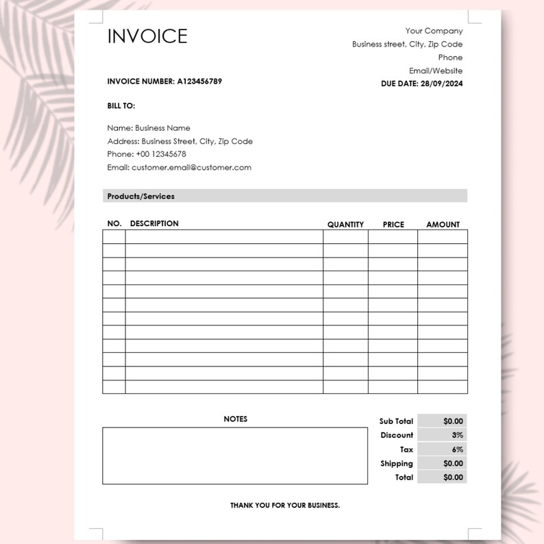 Microsoft Word Invoice Template, Basic Minimalist Invoice Template ...