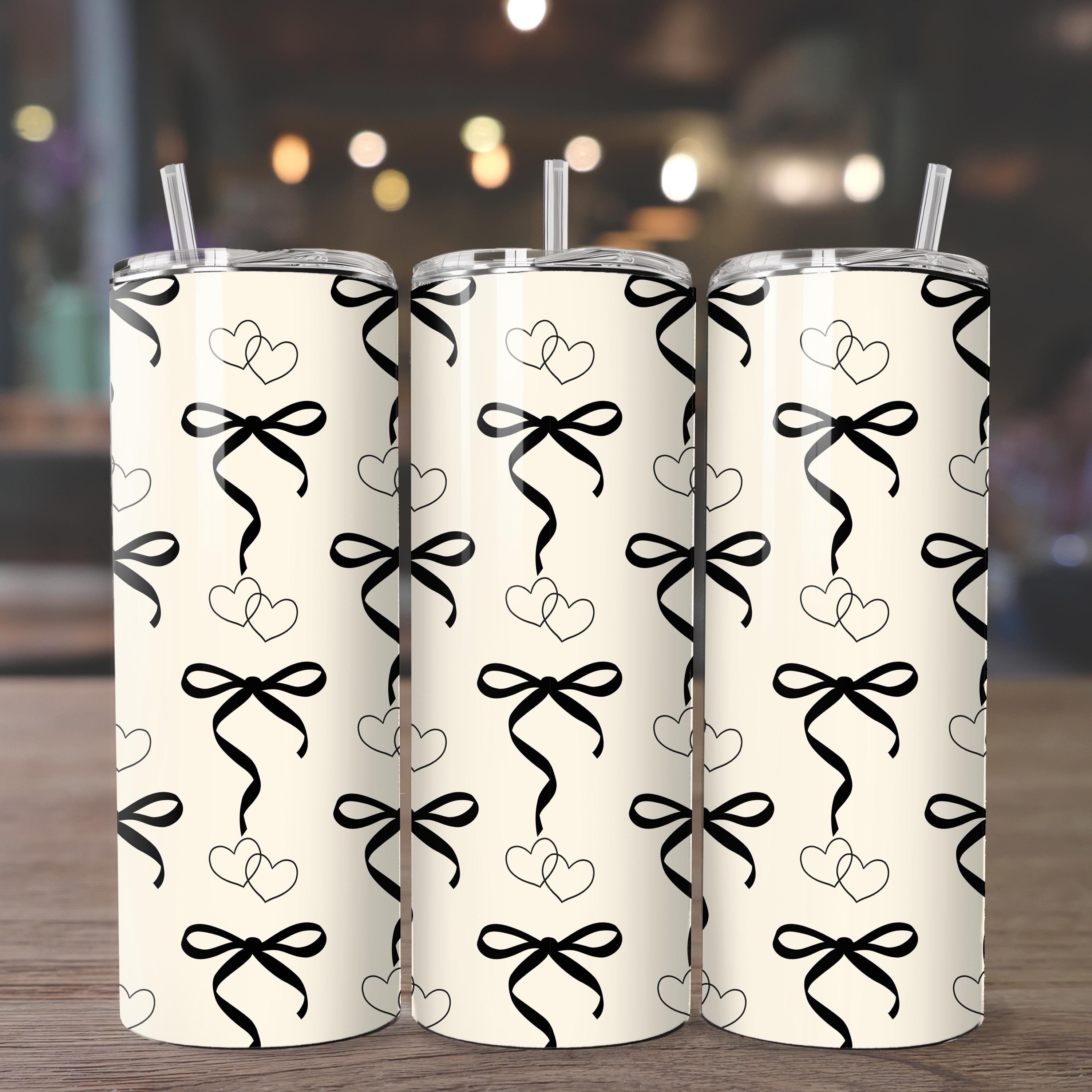 Coquette Bow Tumbler PNG, Seamless Bows Tumbler Design, Black Bows 20oz ...