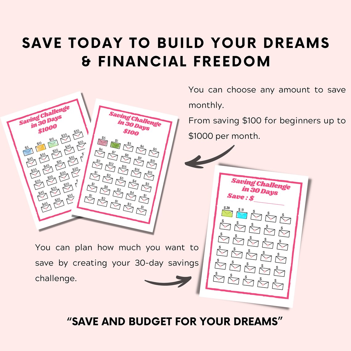 Money Saving Challenge Bundles Printable, Savings Challenge in 30 Days, Savings Challenge, Save ...