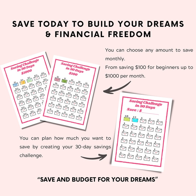 Money Saving Challenge Bundles Printable, Savings Challenge in 30 Days ...
