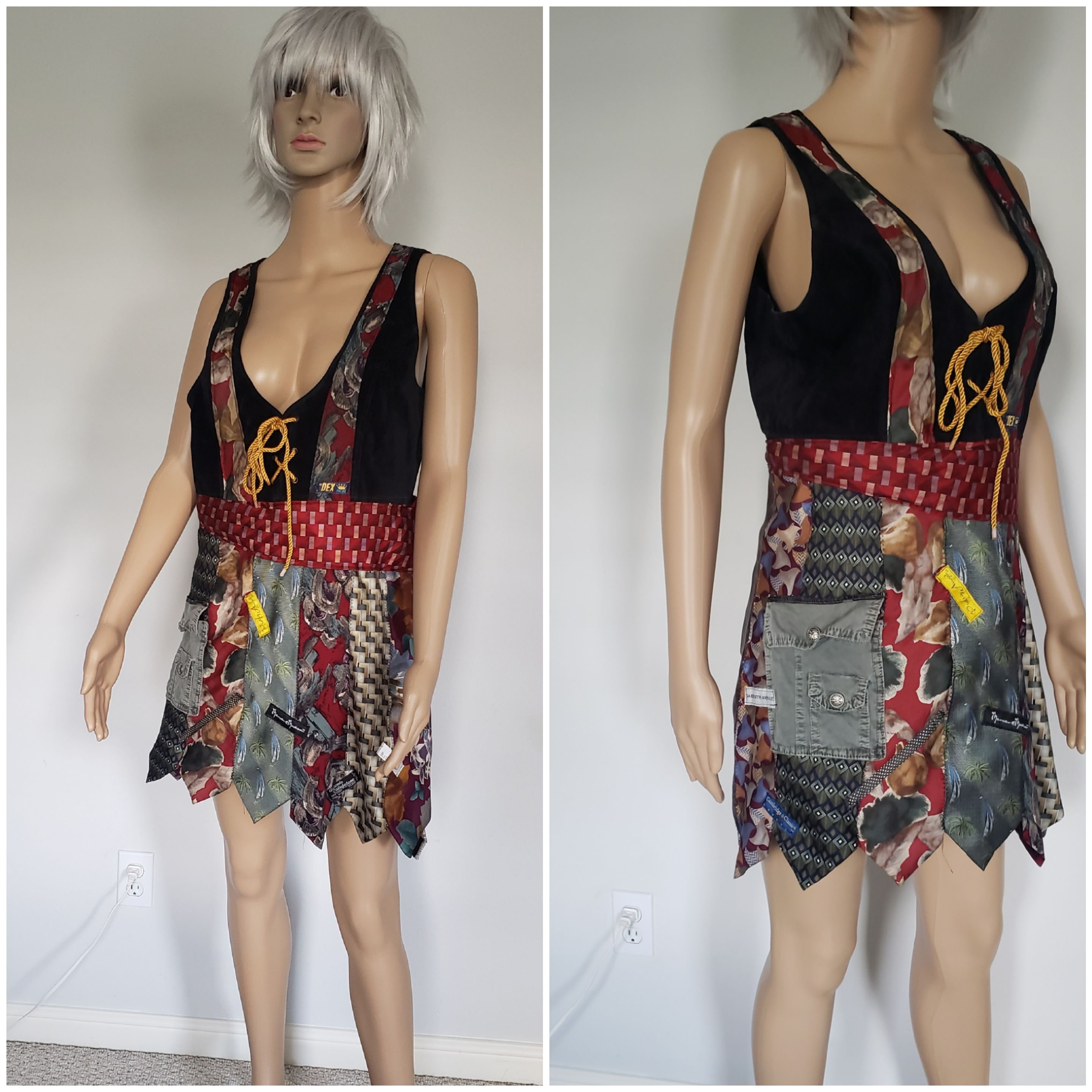Renaissance Overdress, Upcycled Ties, Repurposed Leather Dress, Suede ...
